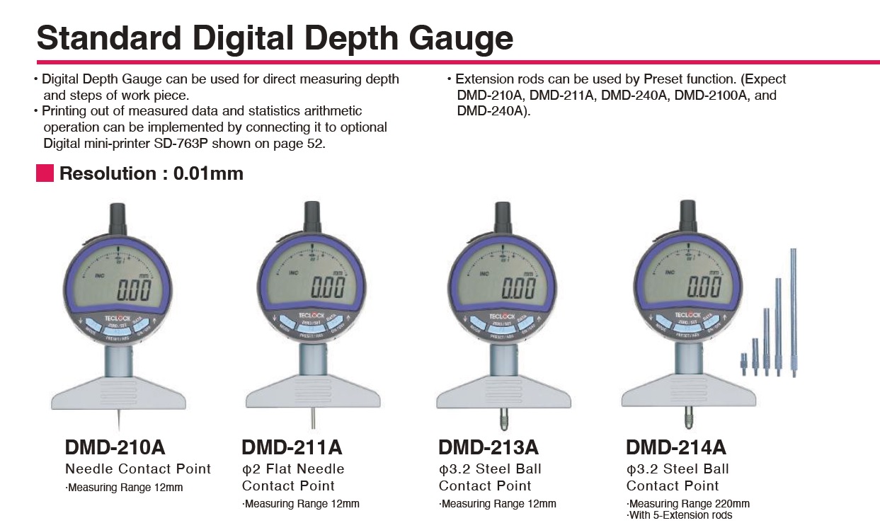 Ichiban Precision Sdn Bhd - Teclock - Teclock Standard Digital Depth Gauges